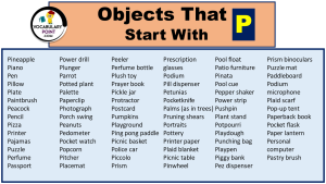 Objects That Start With P - Vocabulary Point