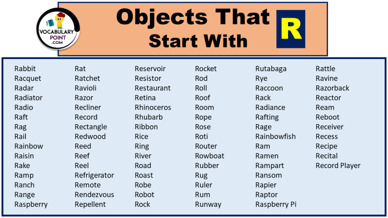 6oo+ Objects That Start With R (For Kids & Beginners) - Vocabulary Point