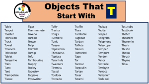 6oo+ Objects That Start With T (For Kids & Beginners) - Vocabulary Point