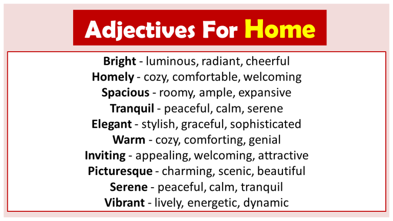 Words to Describe Home (Adjectives for Home) - Vocabulary Point