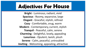 Adjectives for House (Descriptive Words for House) - Vocabulary Point