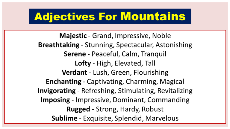 Adjectives for Mountains (Words to Describe Mountains) - Vocabulary Point