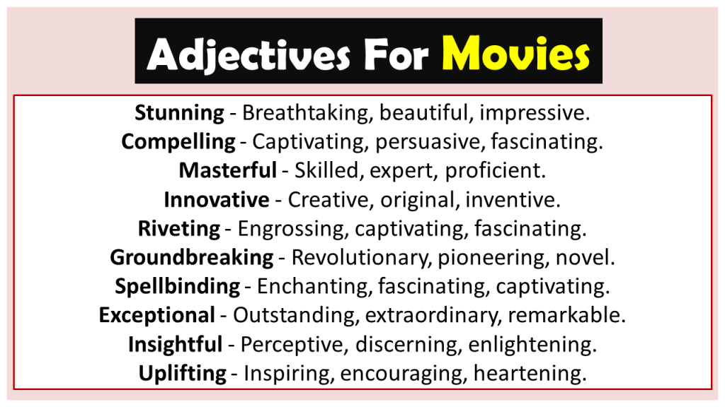Adjectives for Movies (Descriptive Words for Movies) - Vocabulary Point