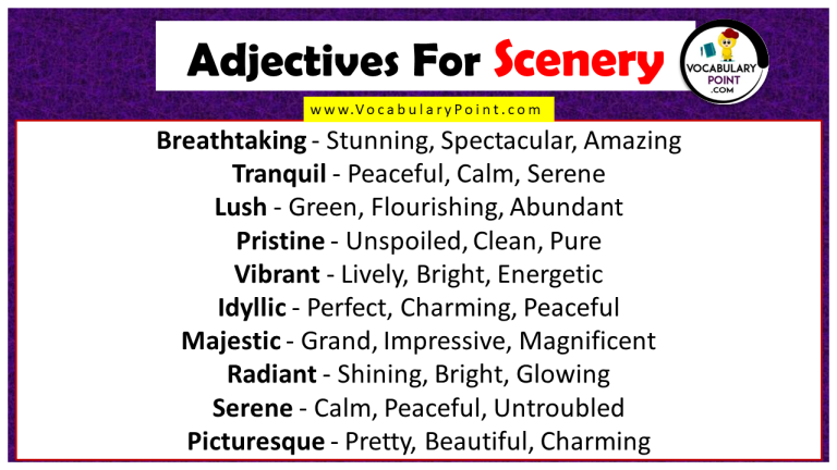 Adjectives for Scenery (Descriptive Words for Scenery) - Vocabulary Point