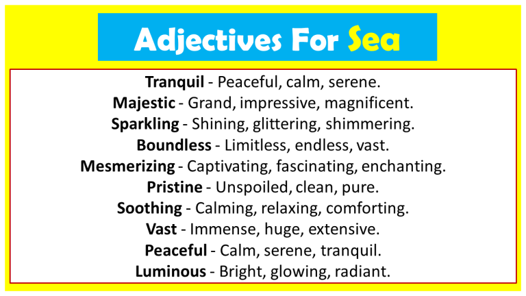 Adjectives for Sea (Descriptive Words for Sea) - Vocabulary Point