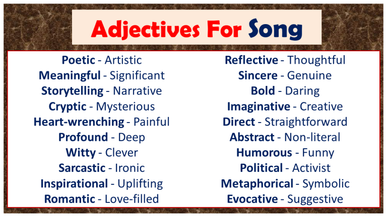 Adjectives for Song (Descriptive Words for Song) - Vocabulary Point