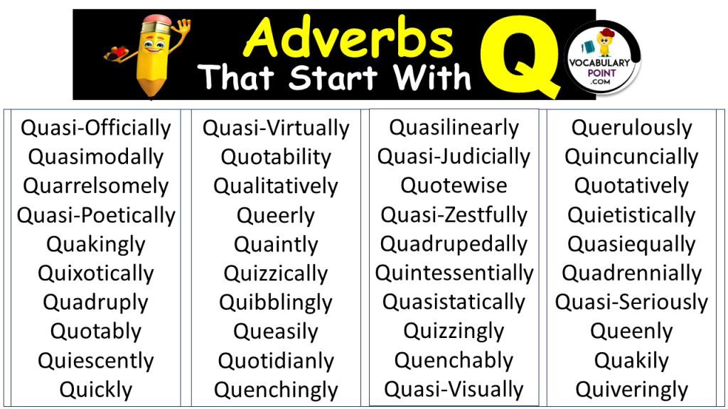 Adverbs That Start With Q (List Of Adverbs) - Vocabulary Point