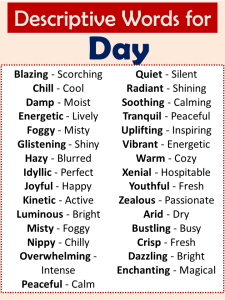 Adjectives for Day (Descriptive Words for Day) - Vocabulary Point