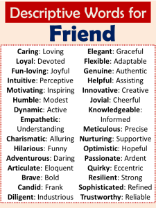 Adjectives for Friend (Descriptive Words for Friend) - Vocabulary Point