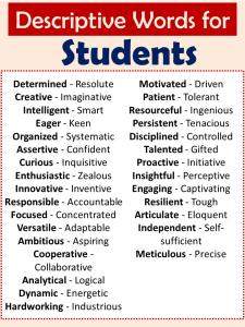 Adjectives for Students (Descriptive Words for Students) - Vocabulary Point