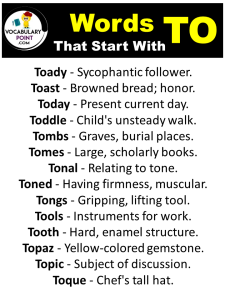 Words That Start with TO - Vocabulary Point