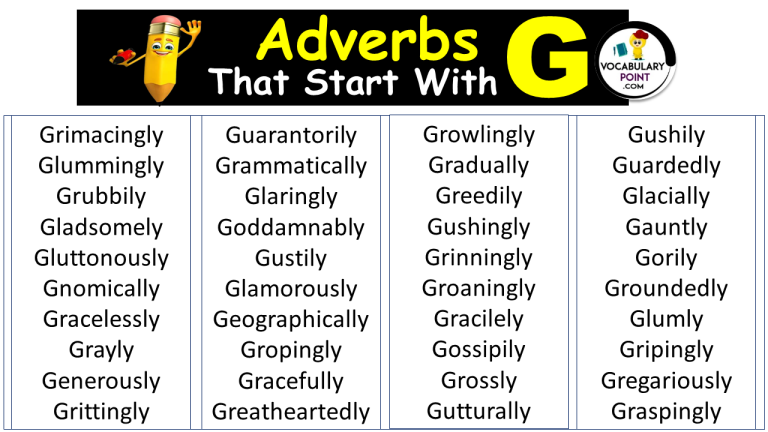 Adverbs That Start With G (List Of Adverbs) - Vocabulary Point