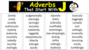 Adverbs That Start With J (List Of Adverbs) - Vocabulary Point