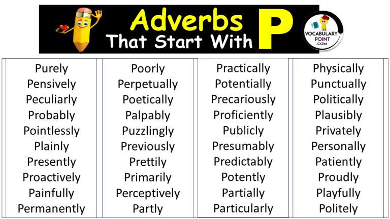 Adverbs That Start With P (List Of Adverbs) - Vocabulary Point
