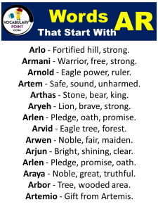 Words That Start with AR - Vocabulary Point