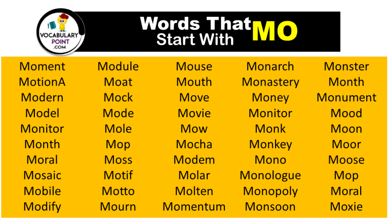 List of Words That Start with MO - Vocabulary Point