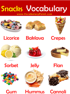 Snacks Vocabulary (Snack Food Vocabulary) - Vocabulary Point