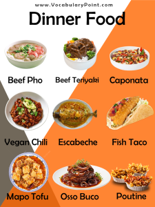 List of Dinner Food (Dinner Food Vocabulary) - Vocabulary Point