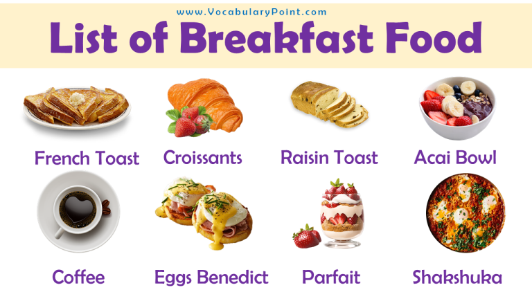 List of Breakfast Food (Breakfast Food Vocabulary) - Vocabulary Point