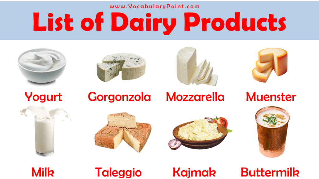 List of Dairy Products (Dairy Food Vocabulary) - Vocabulary Point