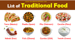 Traditional Food (List of Traditional Food) - Vocabulary Point