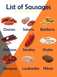 Names For Sausages (List of Sausages) - Vocabulary Point
