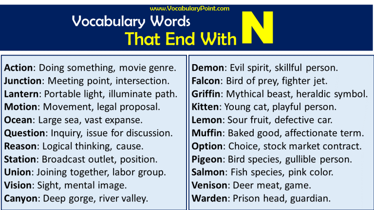 Vocabulary Words That End with N - Vocabulary Point