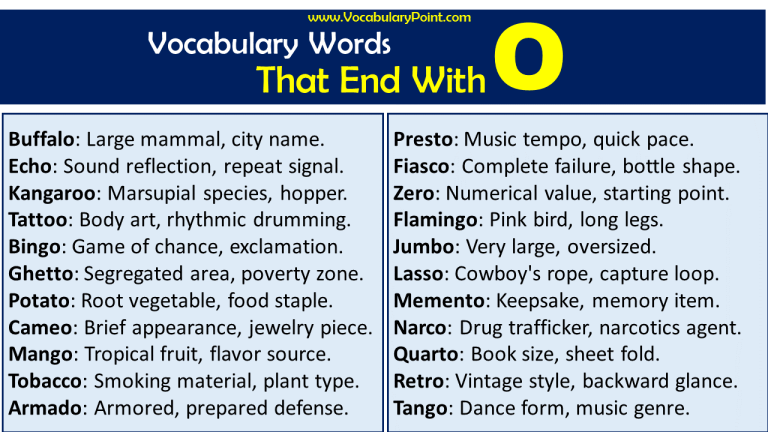 Vocabulary Words That End with O - Vocabulary Point