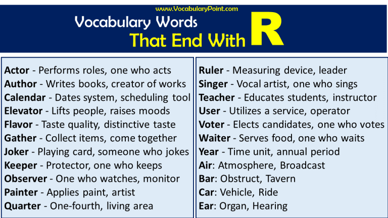 Vocabulary Words That End with R - Vocabulary Point