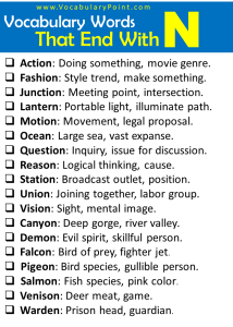 Vocabulary Words That End with N - Vocabulary Point