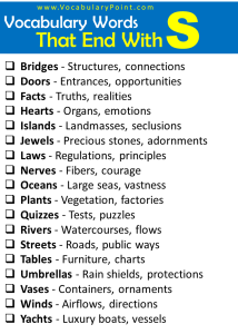 Vocabulary Words That End with S - Vocabulary Point