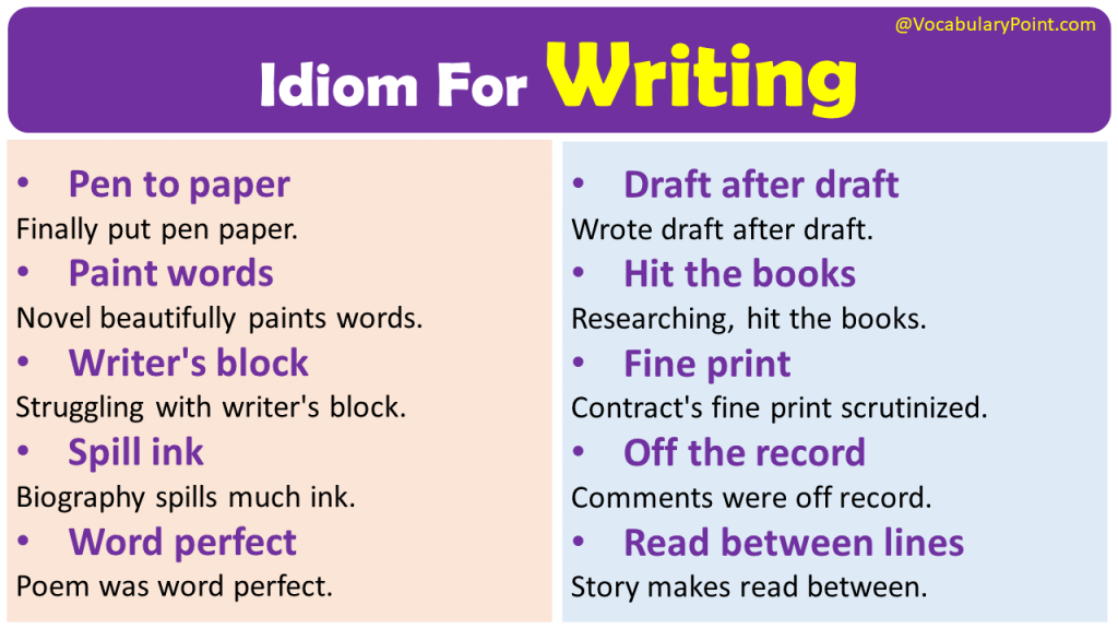 English Idioms For Writing - Vocabulary Point