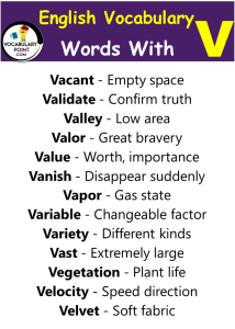 Words Start with V (Positive & Negative) - Vocabulary Point