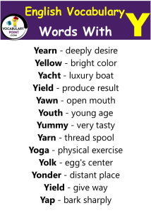 Vocabulary Words with Y (Positive & Negative) - Vocabulary Point