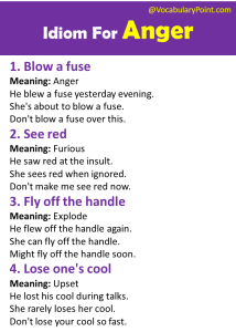 English Idioms For Anger - Vocabulary Point