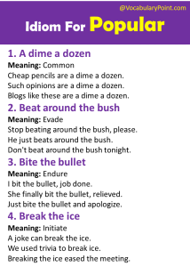English Idioms For Popular - Vocabulary Point