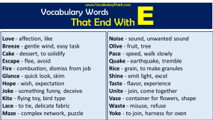 Vocabulary Words That End with E - Vocabulary Point