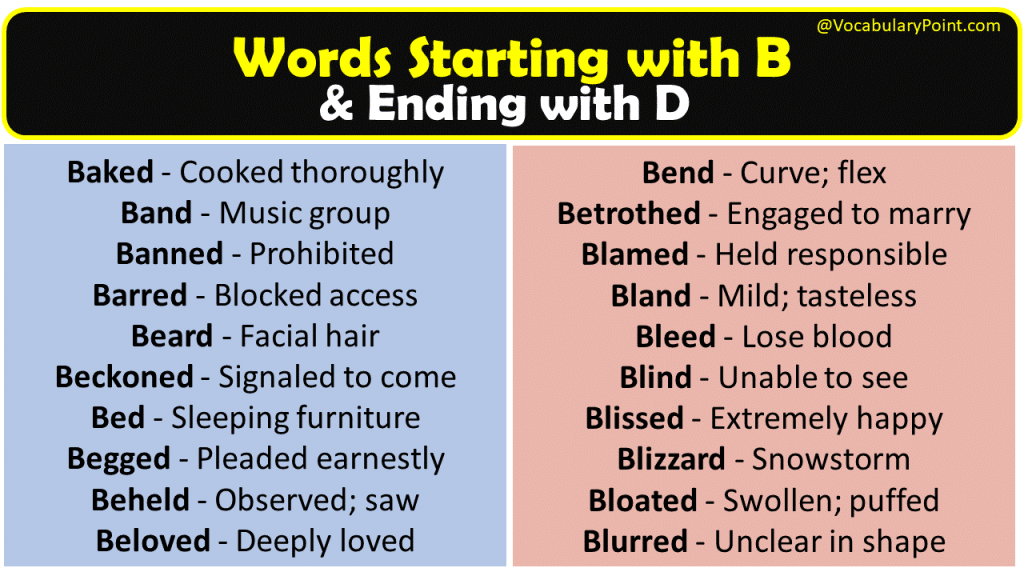 Vocabulary Words Starting with B and Ending with D - Vocabulary Point