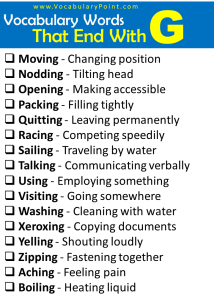 Vocabulary Words That End with G - Vocabulary Point