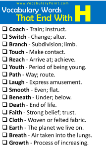 Vocabulary Words That End with H - Vocabulary Point