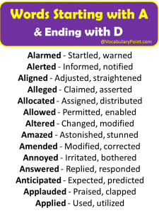 Vocabulary Word Starting with A and End with D - Vocabulary Point