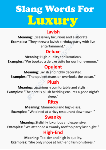 Best Slang Words For Luxury - Vocabulary Point