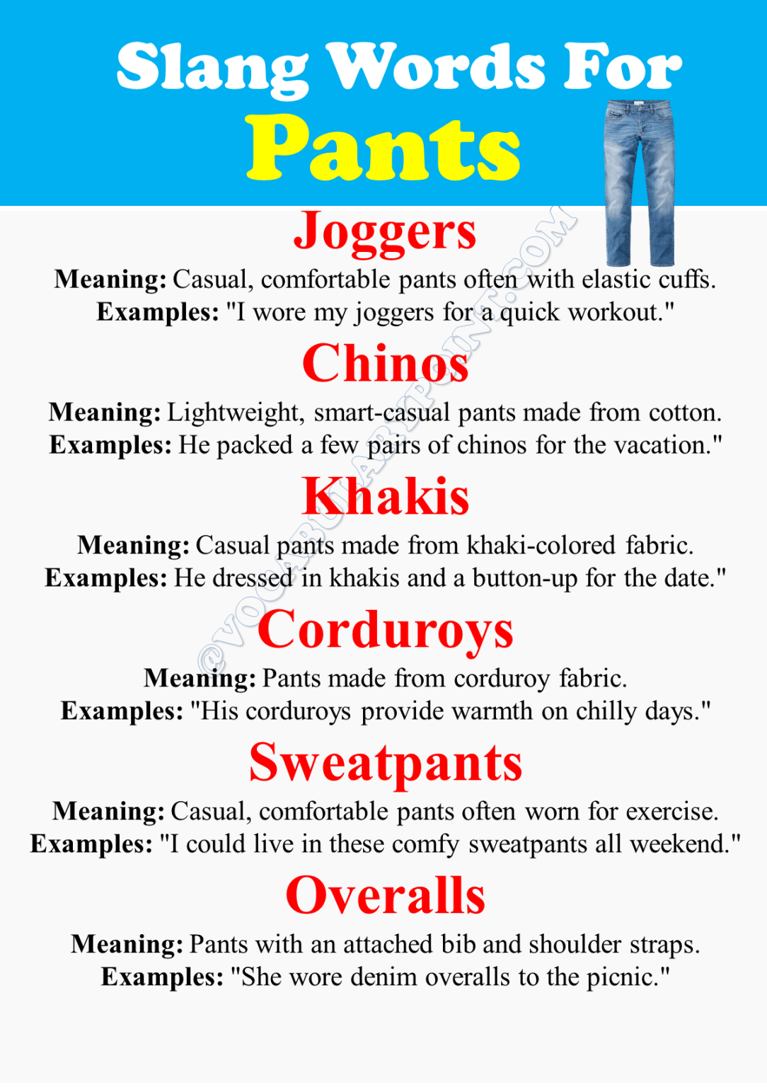 50 + Slang Words For Pants - Vocabulary Point