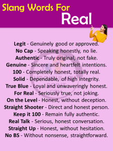 50 Slang Words for Real - Vocabulary Point