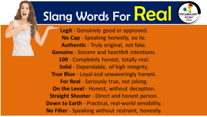 50 Slang Words for Real - Vocabulary Point