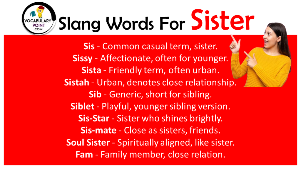 List of Slang Words for Sister - Vocabulary Point