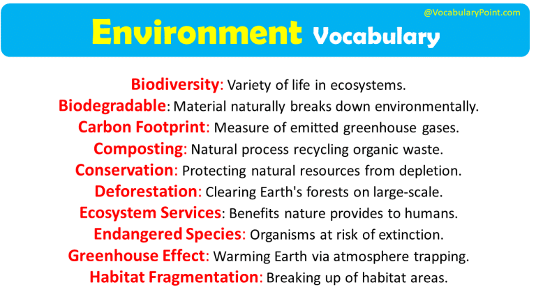 List of Environment Vocabulary in English - Vocabulary Point