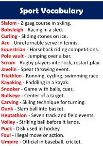 Sports Vocabulary in English - Vocabulary Point