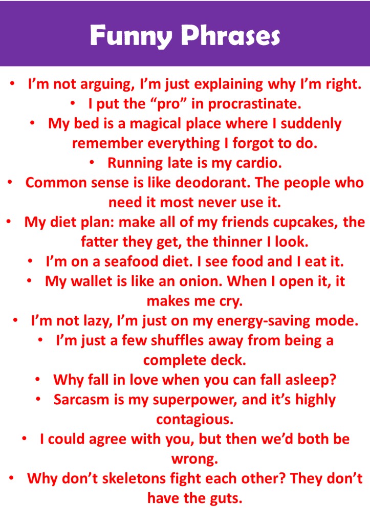 A to Z Funny Words (Comedy words and Phrases) - Vocabulary Point